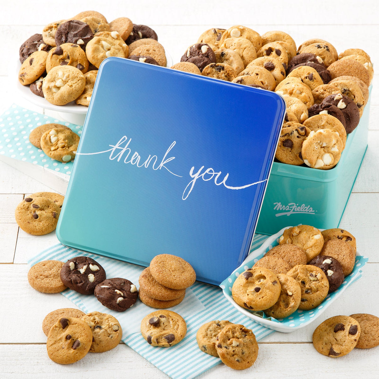 72 Nibblers Bite-Sized Cookies Thank You Tin | Mrs. Fields